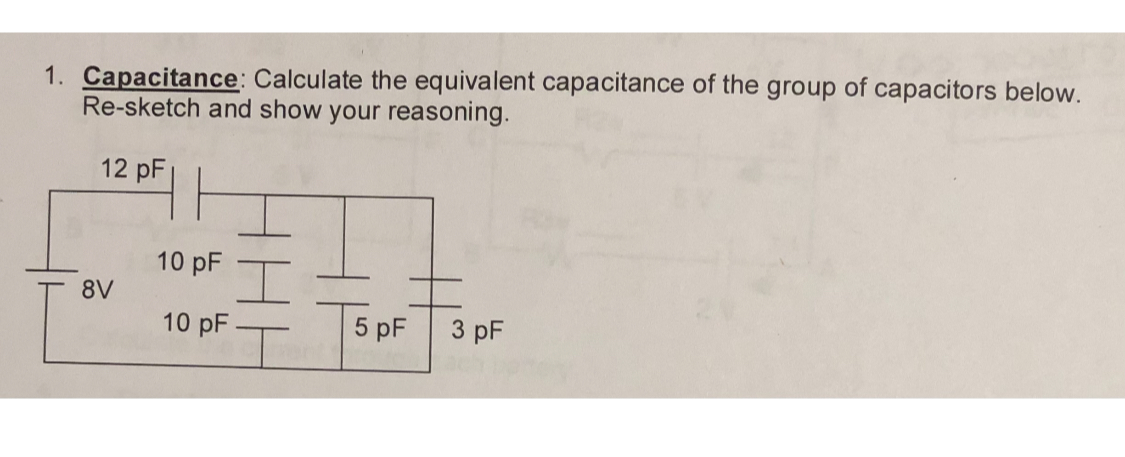 1. Capacitance: Calculate the equivalent capacitance of the group of ...