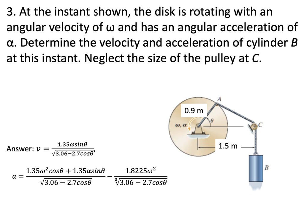 SOLVED: At the instant shown, the disk is rotating with an angular velocity of Ï‰ and has an ...