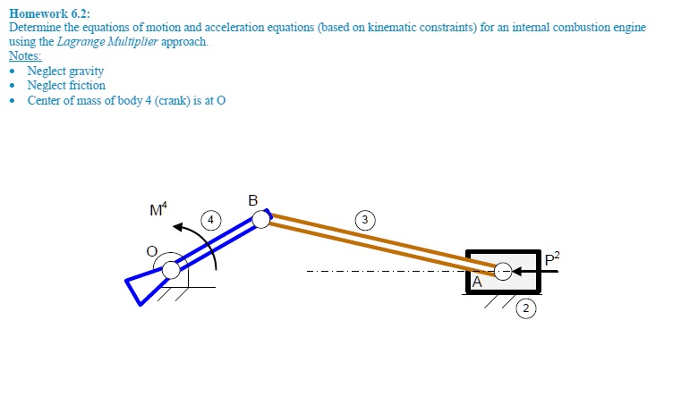 Homework 6.2: Determine the equations of motion and acceleration equations (based on kinematic ...