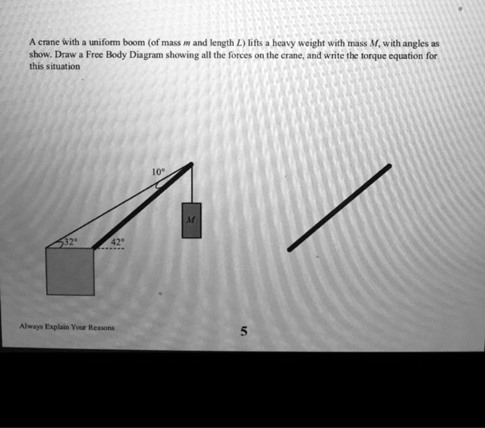 SOLVED: crane With unifom boom (of mass and length L) lifts heavy ...