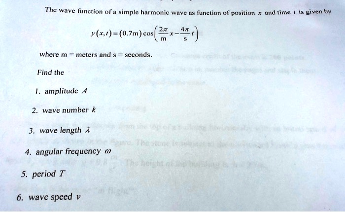 the wave function of a simple harmonic wave as function of position and ...