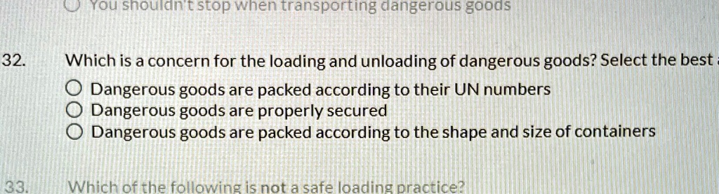 ktou shouiant stop when transporting dangerous goods 32 which is a concern for the loading and ...