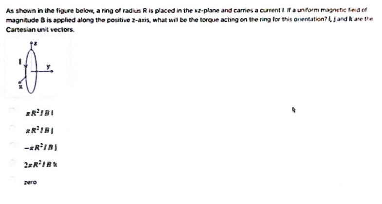 As shown in the figure below, a ring of radius R is placed in the xz ...