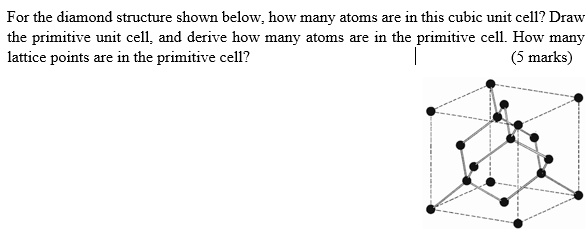 SOLVED: For the diamond structure shown below; how many atoms are in ...