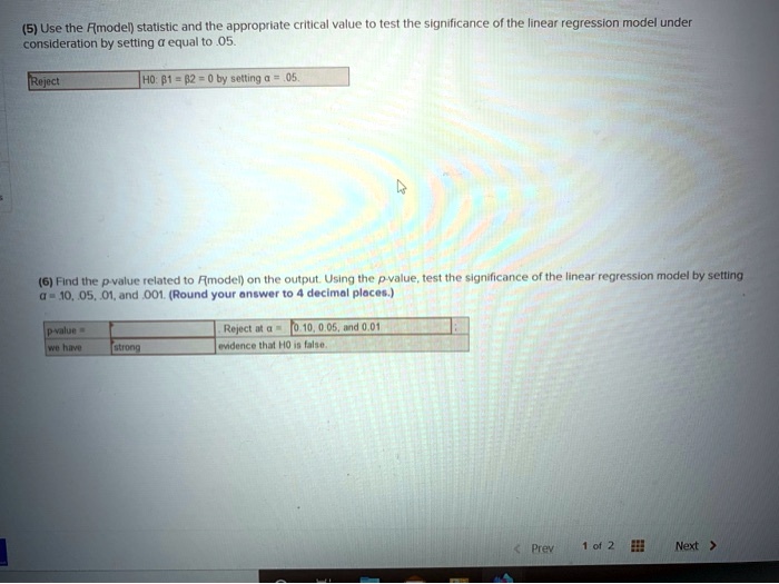 5 use the amodel statistic and ihe approptiate critical value test the ...