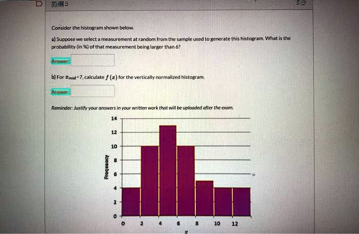 SOLVED: Consider the histogram shown below. a) Suppose we select a ... SOLVED: Consider the histogram shown below. a) Suppose we select a ...