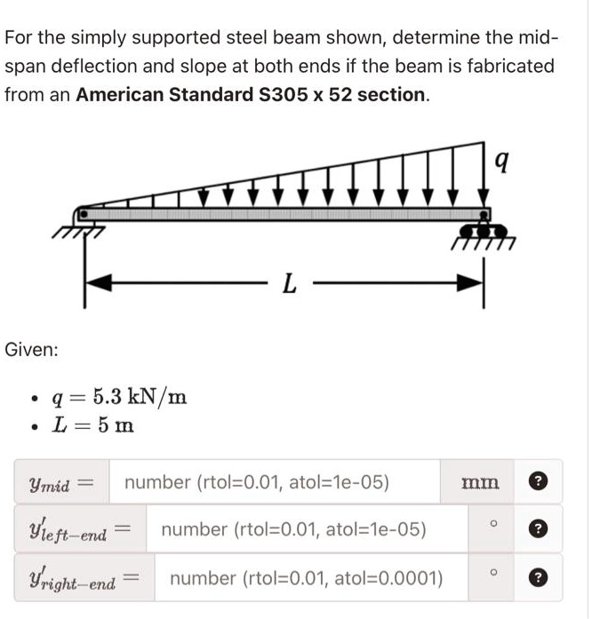 Text For The Simply Supported Steel Beam Shown Determine The Mid Span Deflection And Slope At