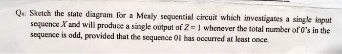 SOLVED: Q4: Sketch the state diagram for a Mealy sequential circuit ...
