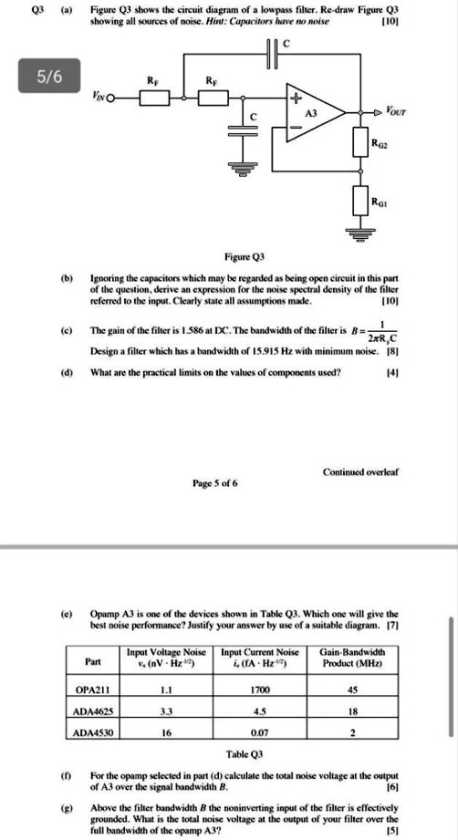 q3 a figure q3 shows the circuit diagram of a lowpass filter re draw ...