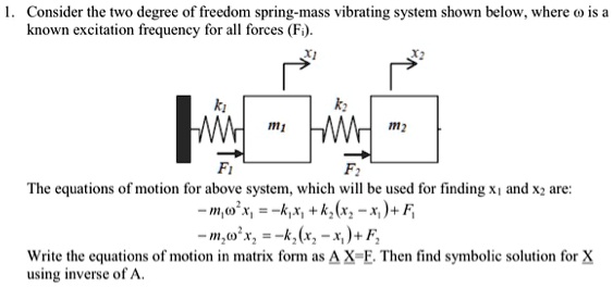 Solved Consider The Two Degree Of Freedom Spring Mass Vibrating System Shown Below Where Ï‰ Is