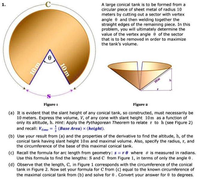 a large conical tank is to be formed from circular piece of sheet metal ...