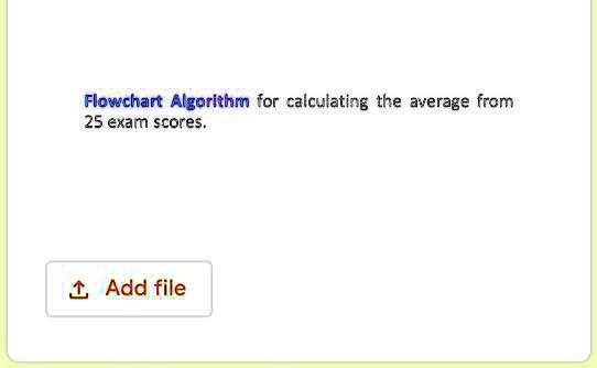SOLVED: Flowchart Algorithm for calculating the average from 25 exam ...