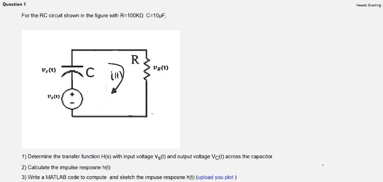 Question 1 For the RC circuit shown in the figure with R=100?? C=10?F ...