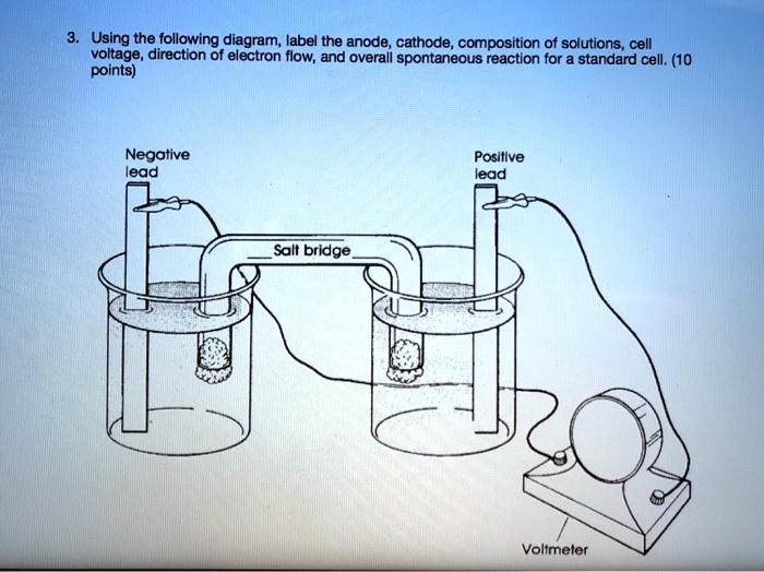 SOLVED: Using the following diagram; label the anode; cathode; composition of solutions, cell ...