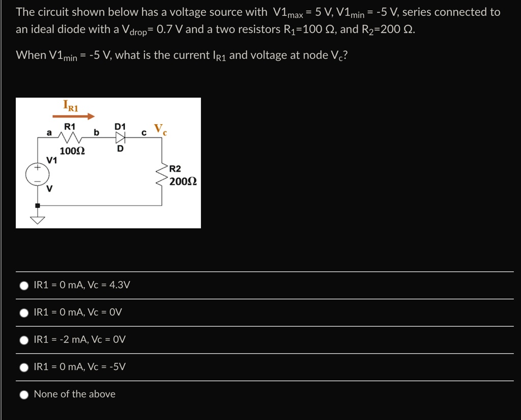 SOLVED: The circuit shown below has a voltage source with V1max = 5 V ...