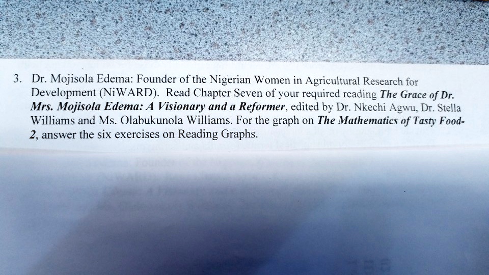 SOLVED: Dr: Mojisola Edema: Founder of the Nigerian Women in Agricultural Research for ...