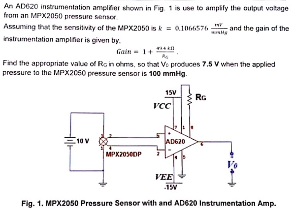 an ad620 instrumentation amplifier shown in fig 1 is use to amplify the output voltage from an ...