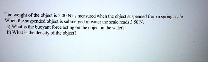 SOLVED: The weight of the object is .00 N as measured when the object ...
