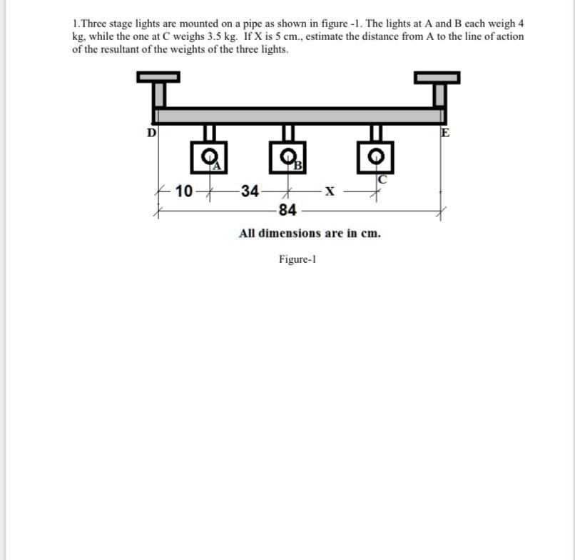 SOLVED: Three stage lights are mounted on pipe as shown in figure ...