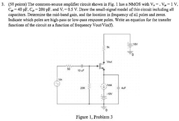 [GET ANSWER] 3. (50 points) The common-source amplifier circuit shown ...