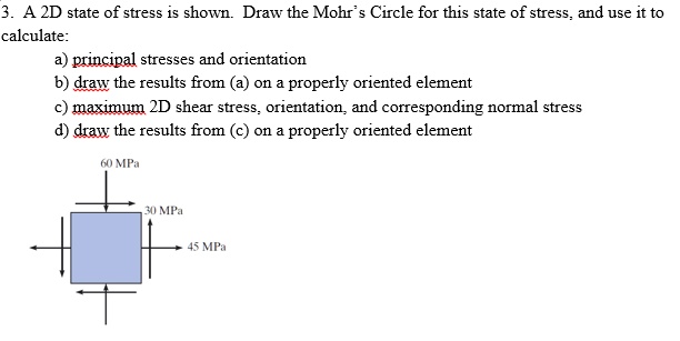 SOLVED: 3.A 2D state of stress is shown. Draw the Mohrs Circle for this ...