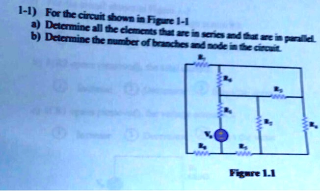 SOLVED: For the circuit shown in Figure 1-1: a. Determine all the elements that are in series ...