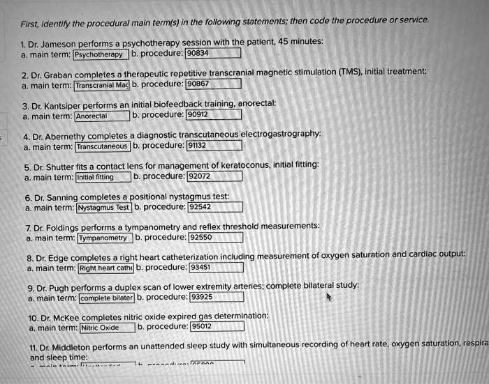 flrst identify ihe procedural main terms in the following statements ...
