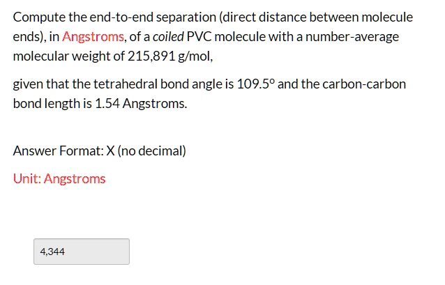 compute theend to end separation direct distance between molecule ends ...