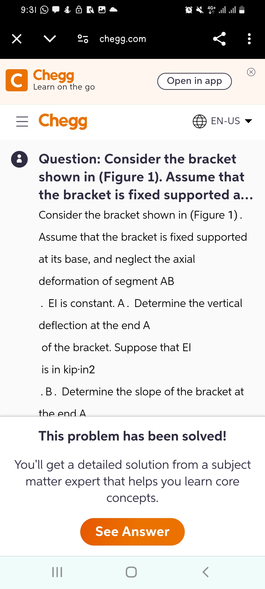 9:31 ? X ^∘-o̅ c h e g g . c o m Chegg Learn on the go Open in app ≡ Chegg EN-US 8 Question ...
