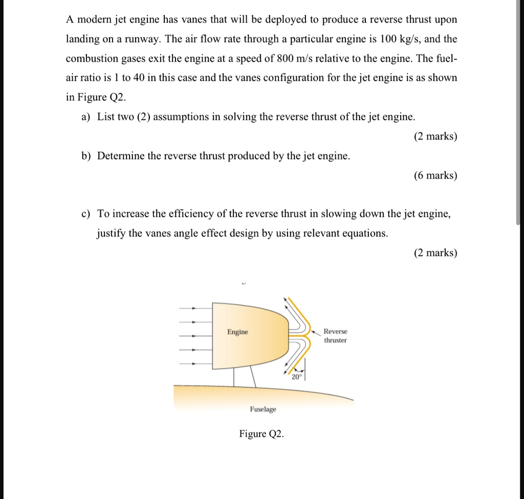 a modern jet engine has vanes that will be deployed to produce a ...