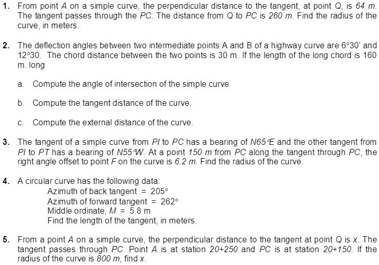 1. From point A on a simple curve, the perpendicular distance to the ...
