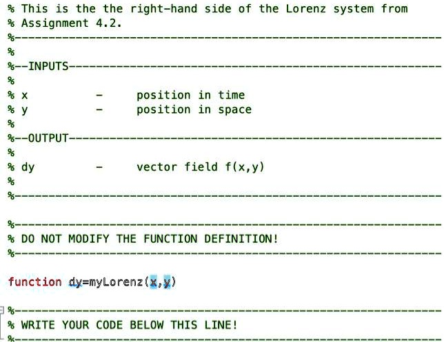 Solved This Is The The Right Hand Side Of The Lorenz System From Assignment 42 Inputs