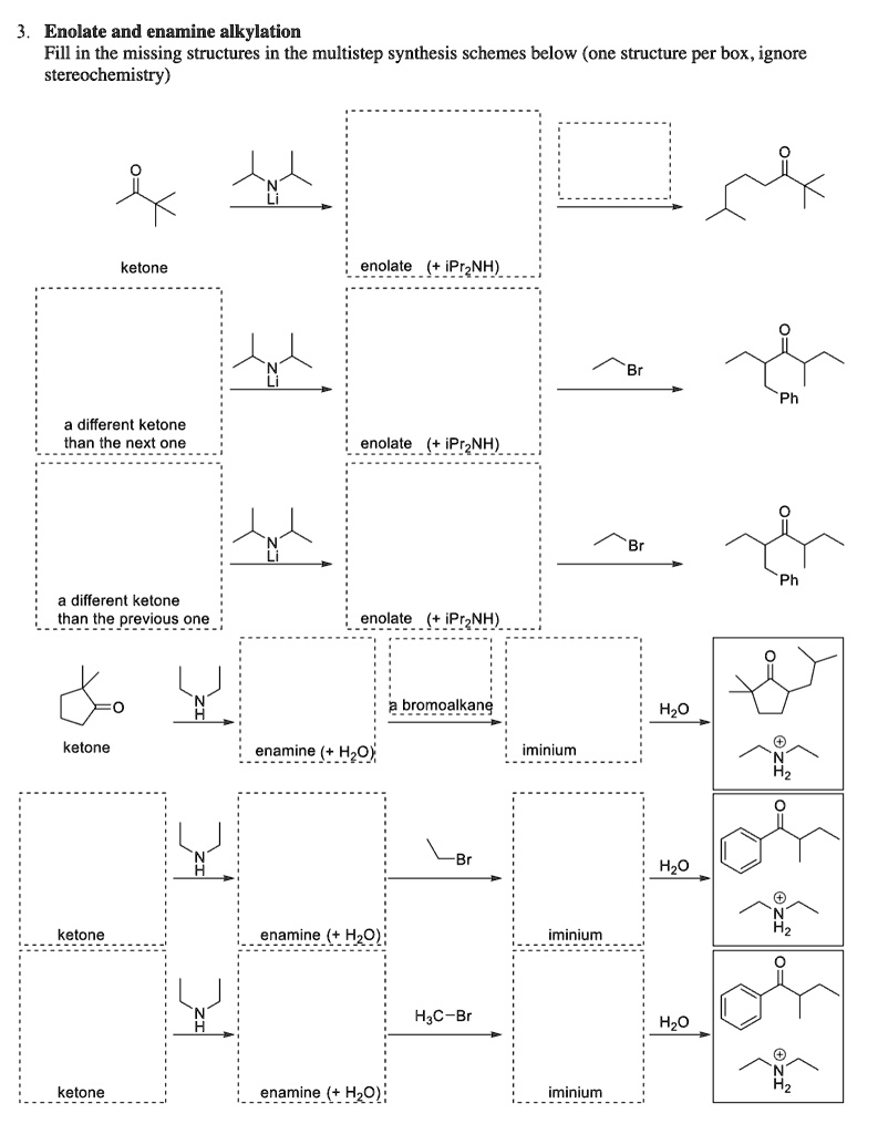 enolate and enamine alkylation fill in the missing structures in the ...