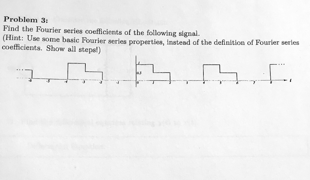 Problem 3: Find the Fourier series coefficients of the following signal. (Hint: Use some basic ...