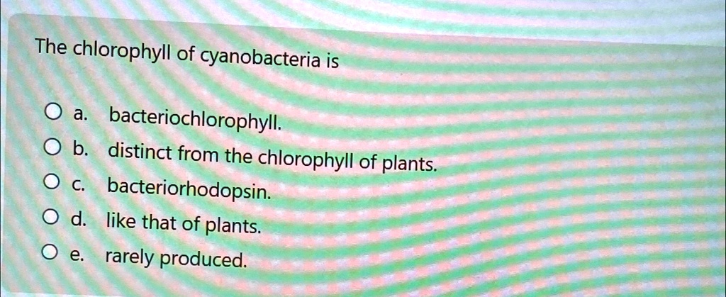 the chlorophyll of cyanobacteria is a bacteriochlorophyll b distinct ...