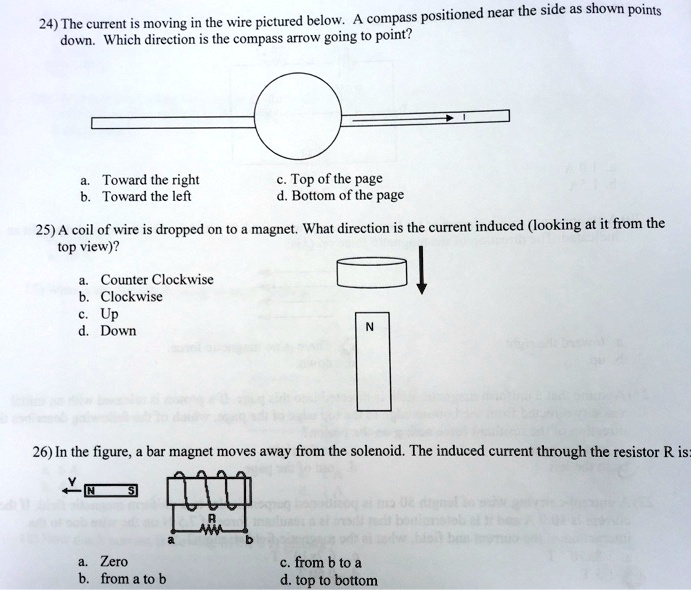 SOLVED: Compass positioned near the side as shown points 24) The ...