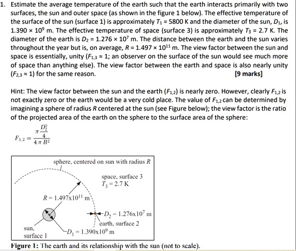 SOLVED: Estimate the average temperature of the earth such that the ...