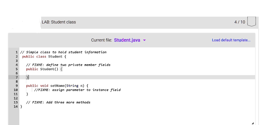 SOLVED: In the Student.java file, build the Student class with the following specifications ...
