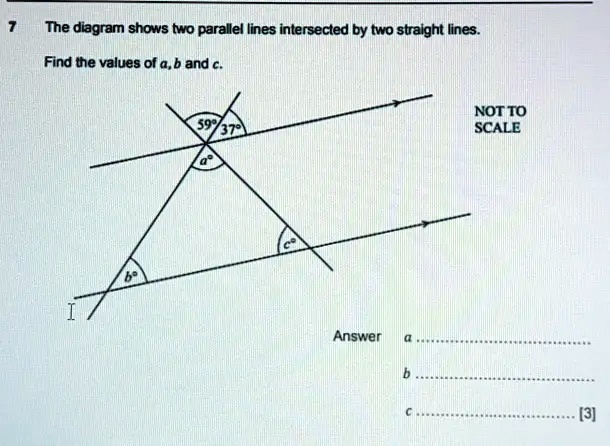 the diagram shows two parallel lines intersected by two straight lines find the values of ab and ...