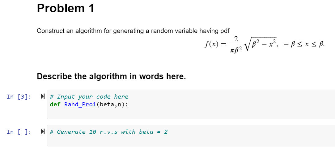 Solved Problem 1 Construct An Algorithm For Generating A Random Variable Having Pdf Fx2