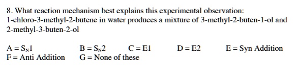 SOLVED: What reaction mechanism best explains this experimental ...