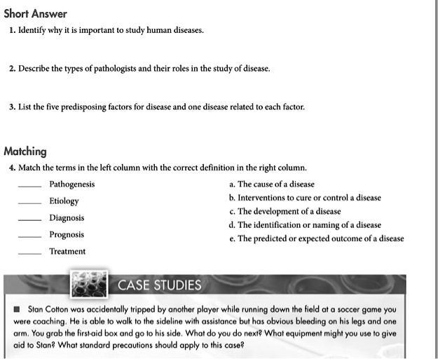 short answer identify why mmportan study human diseases 2 describe the ...