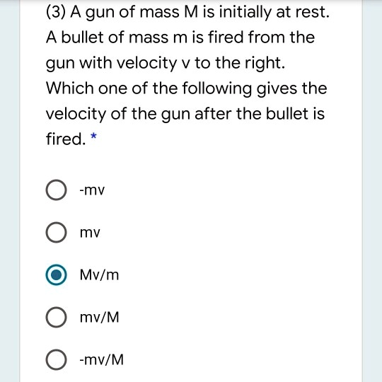 SOLVED: (3) A gun of mass M is initially at rest A bullet of mass m is fired from the gun with ...