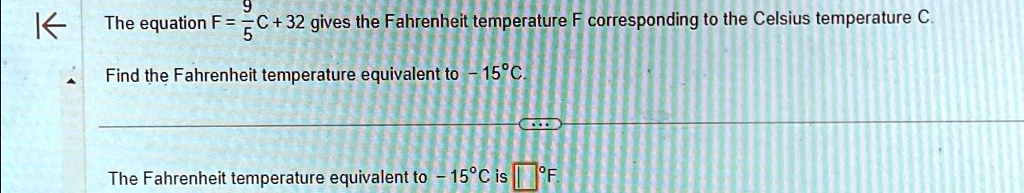 the equation f 95c 32 gives the fahrenheit temperature f corresponding ...