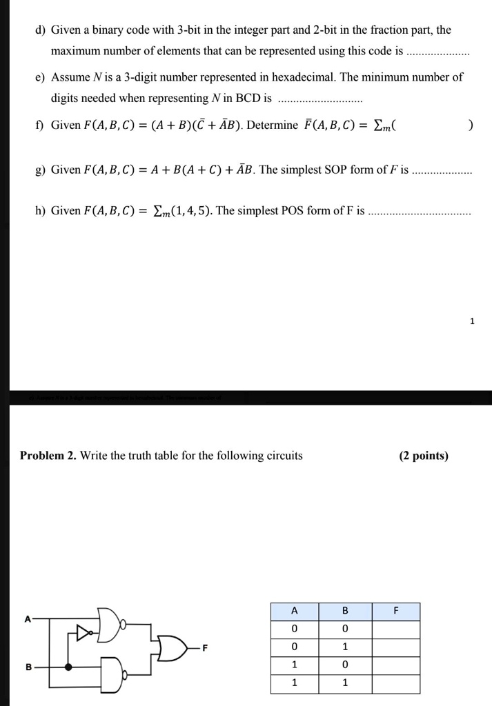 Solved Digital Logic Given A Binary Code With A 3 Bit Integer Part And A 2 Bit Fraction Part 0924