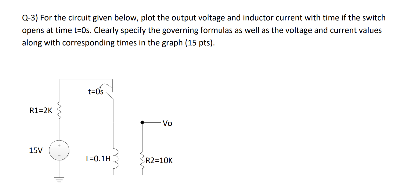 Q-3) For the circuit given below, plot the output voltage and inductor ...