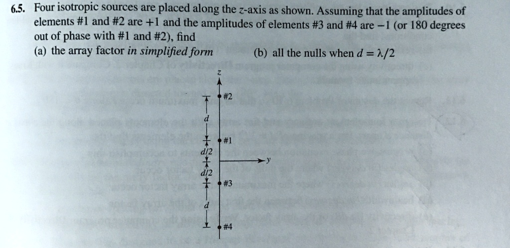 Four isotropic sources are placed along the z-axis as shown. Assuming that the amplitudes of ...