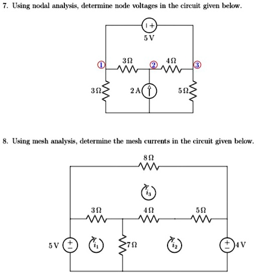 SOLVED: Using nodal analysis, determine node voltages in the circuit given below. 5V 4 V 1 MV 3 ...