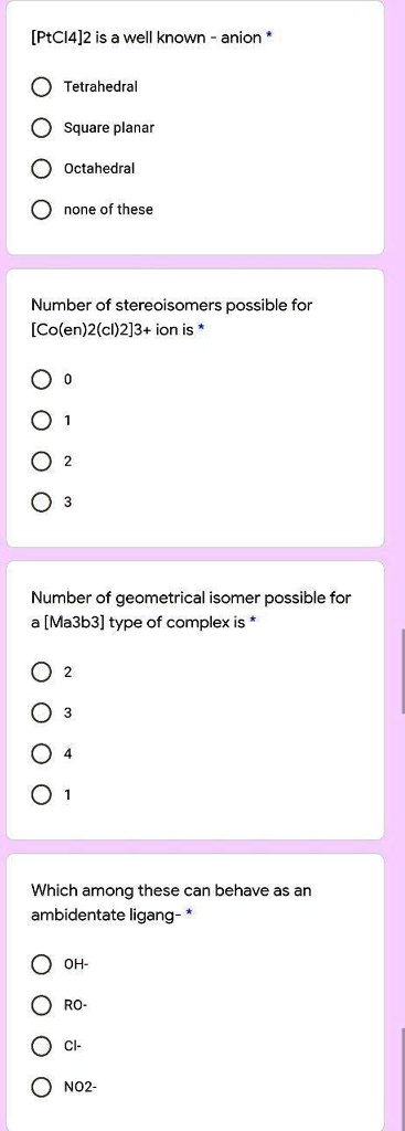 [PtCl4]2 is a well known - anion * Tetrahedral Square...