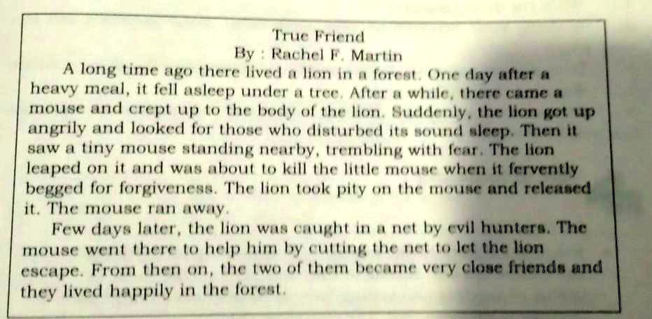 SOLVED: 1. What is the setting of the story? 2. Compare the lion's ...